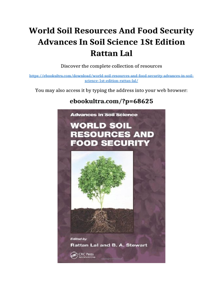 World Soil Resources and Food Security Advances in Soil Science 1st ...