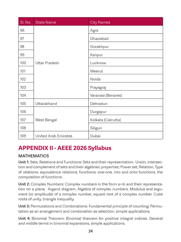 AEEE 2026 Information Hand Book | PDF | Line (Geometry) | Euclidean Vector