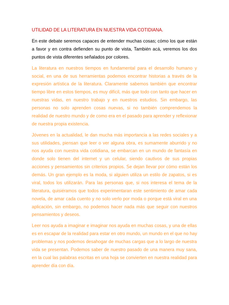 Utilidad de La Literatura en Nuestra Vida Cotidiana | PDF | Amor