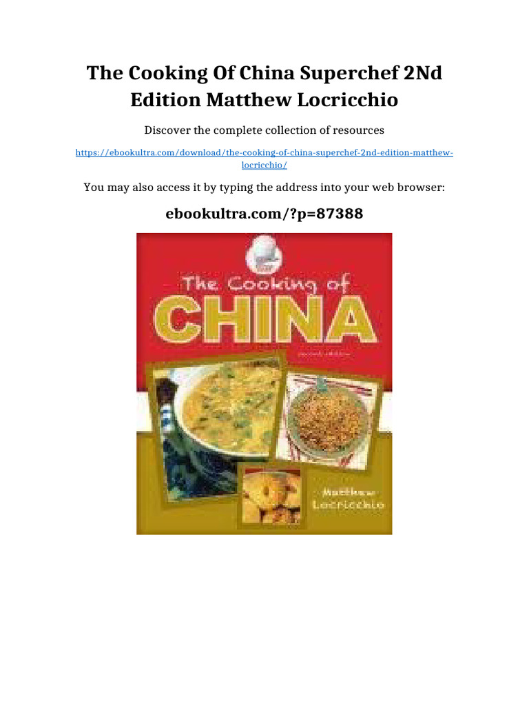 The Cooking of China Superchef 2nd Edition Matthew Locricchio PDF ...