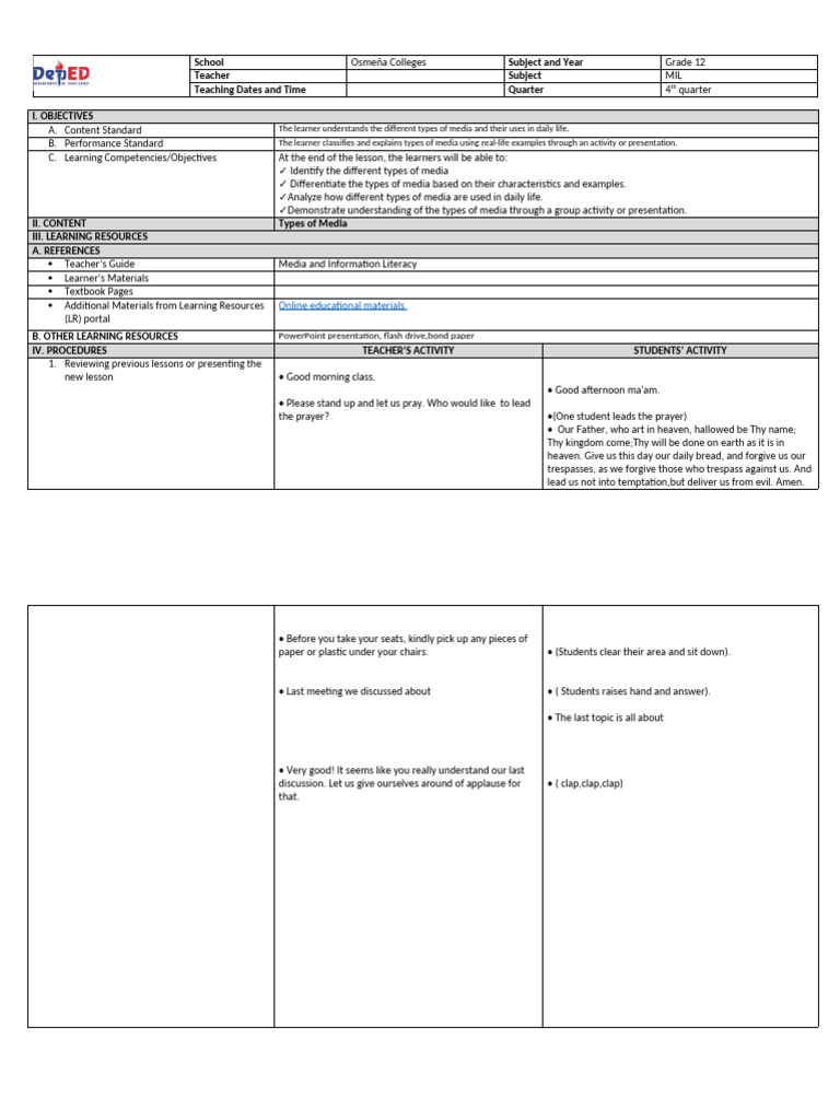 DLP FORMAT 1typesofmedia 4.Grade12 (1) | PDF | Graphics | Image