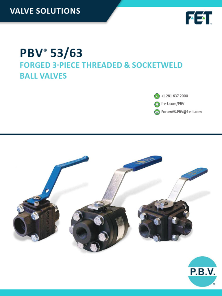 PBV Threaded and Socketweld Ball Valves | PDF | Valve | Washer (Hardware)