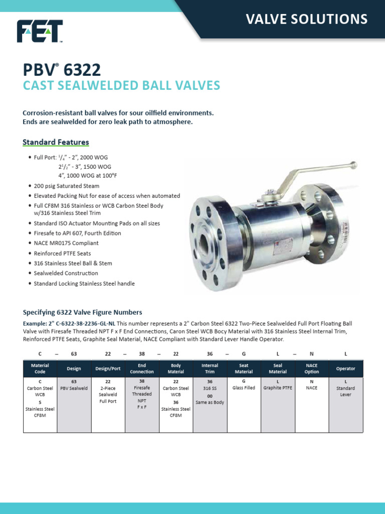 PBV Series 6322 Sealwelded Ball Valves 0624.TBU | PDF | Valve ...
