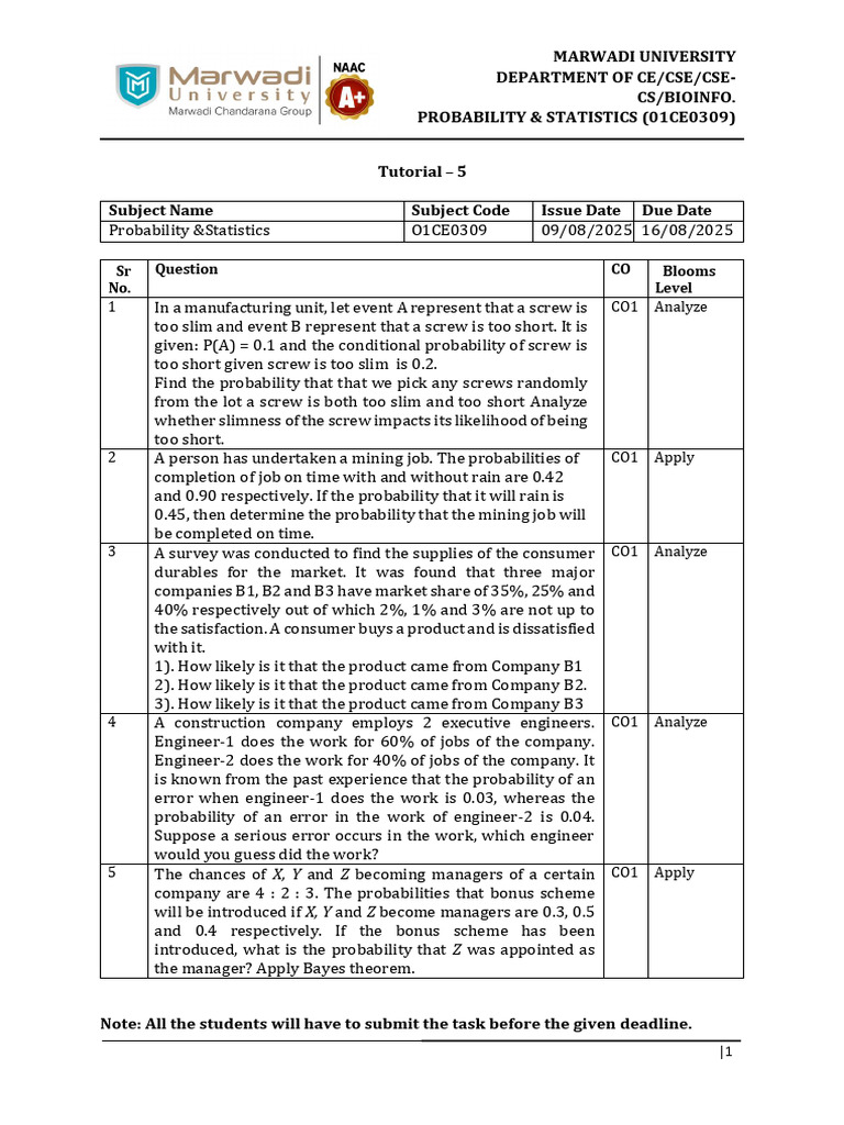 Tutorial5pdf__2025_08_21_08_51_50 | PDF | Probability | Scientific Method
