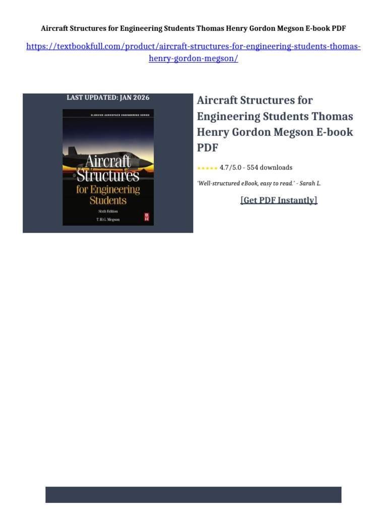 Aircraft Structures for Engineering Students Thomas Henry Gordon Megson ...