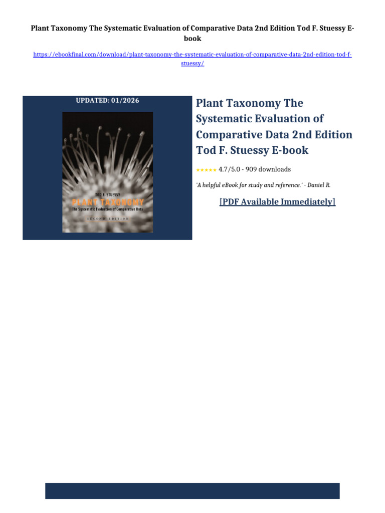 Plant Taxonomy The Systematic Evaluation of Comparative Data 2nd ...
