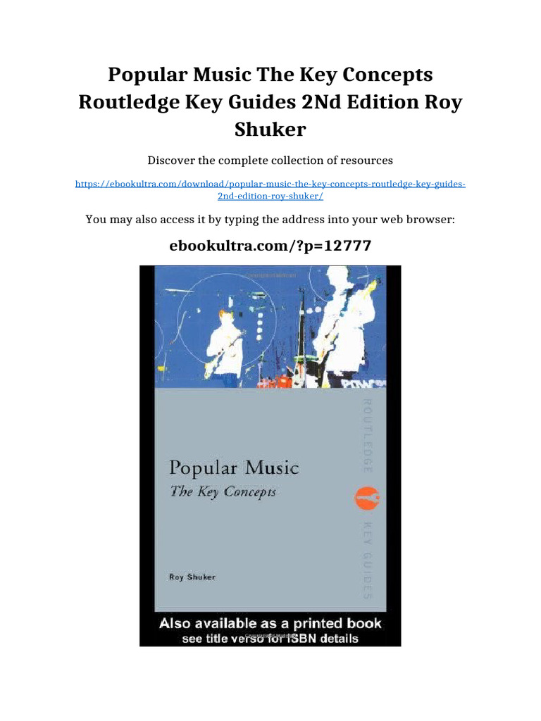 Popular Music The Key Concepts Routledge Key Guides 2nd Edition Roy ...