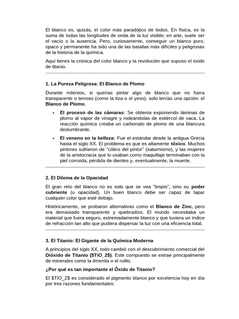 Color blanco | PDF | Dióxido de titanio