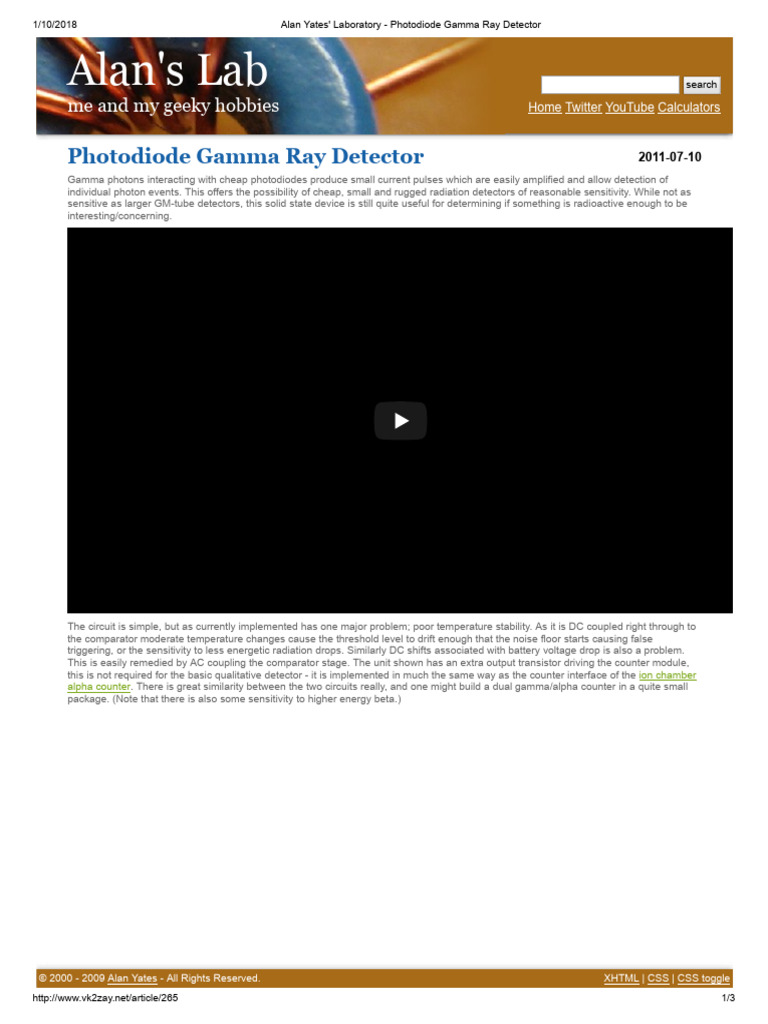 Alan Yates' Laboratory - Photodiode Gamma Ray Detector | PDF | Sensor ...