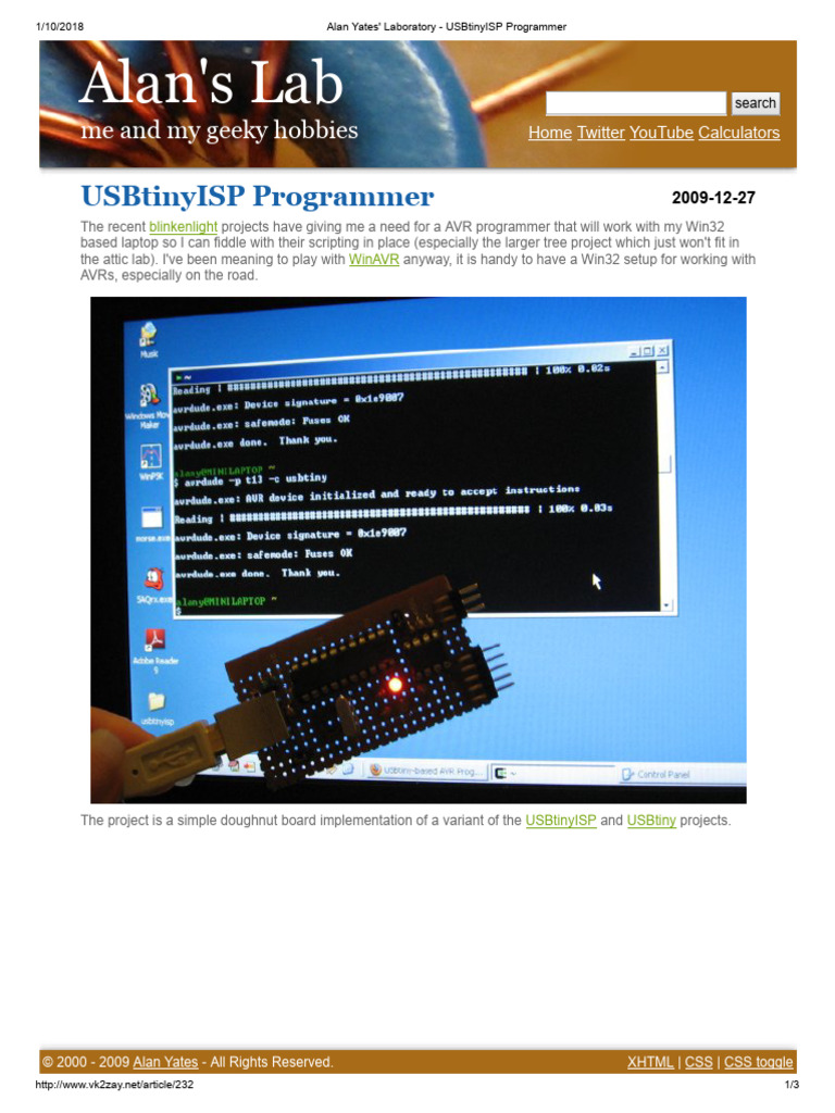 Alan Yates' Laboratory - USBtinyISP Programmer | PDF | Manufactured ...
