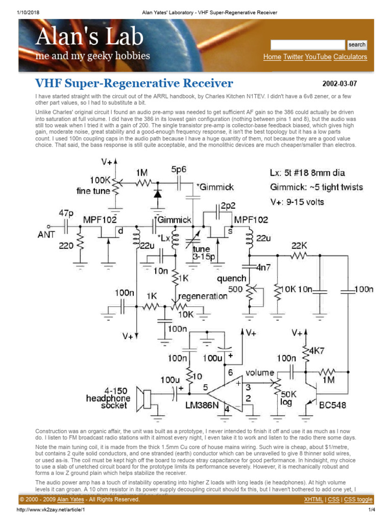 Alan Yates Laboratory Vhf Super Regenerative Receiver Pdf