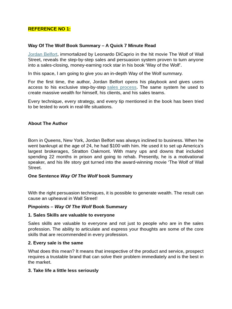 The Way of The Wolf - Straight Line Selling | PDF | Sales | Body Language