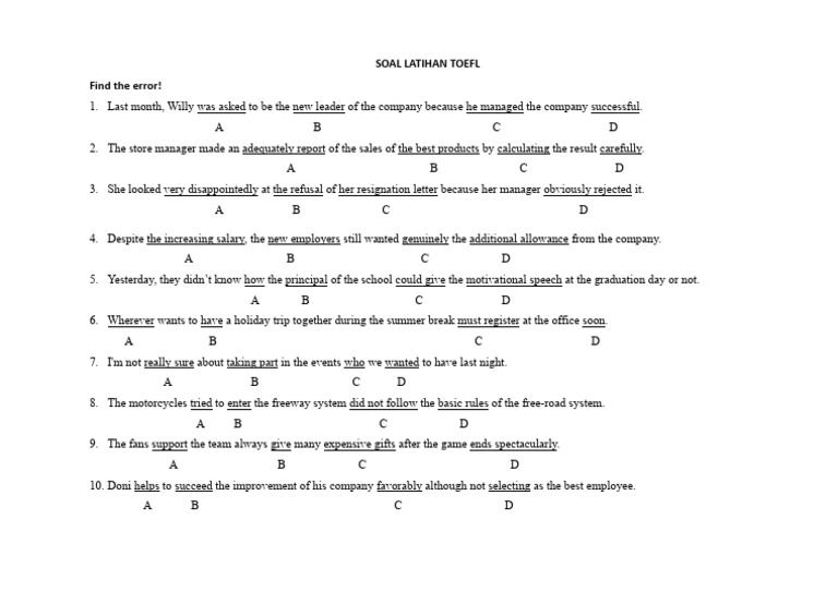 Soal Latihan Error Recognition | PDF