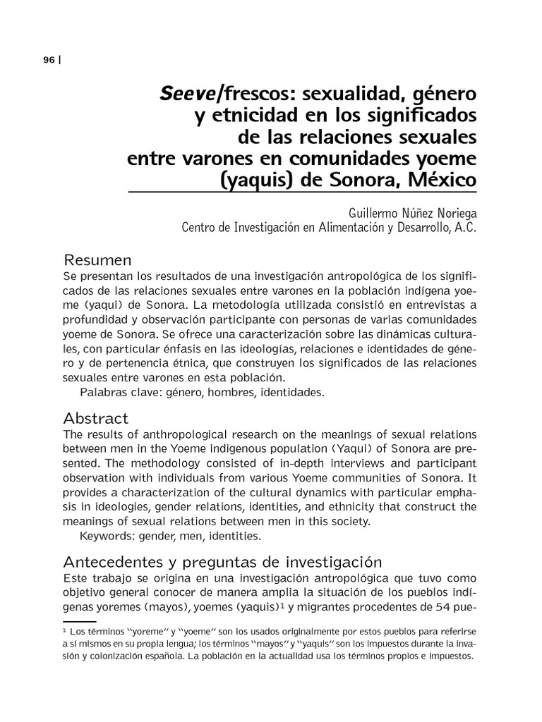Seeve Frescos, Sexualidad, Géneroy Etnicidad, En Significados ...