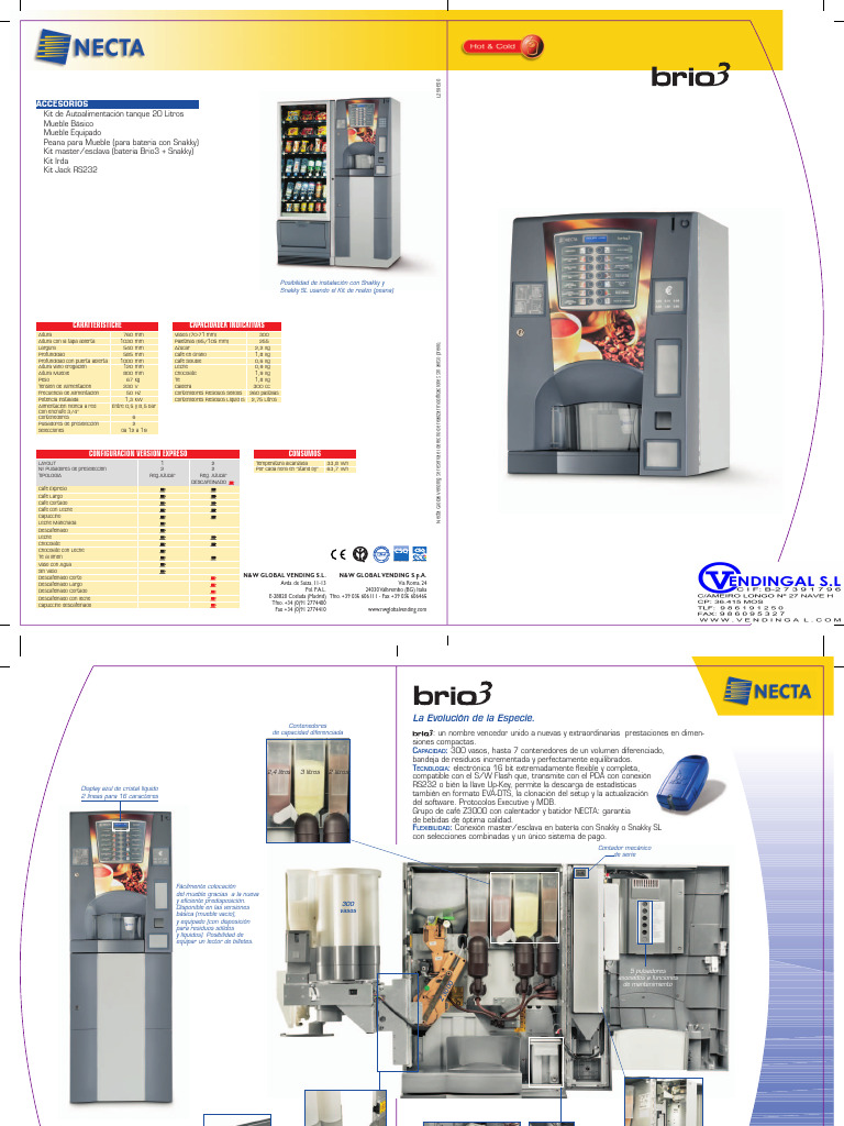 Brio 3 Maquina Vending Cafe Bebidas Calientes Vend | PDF