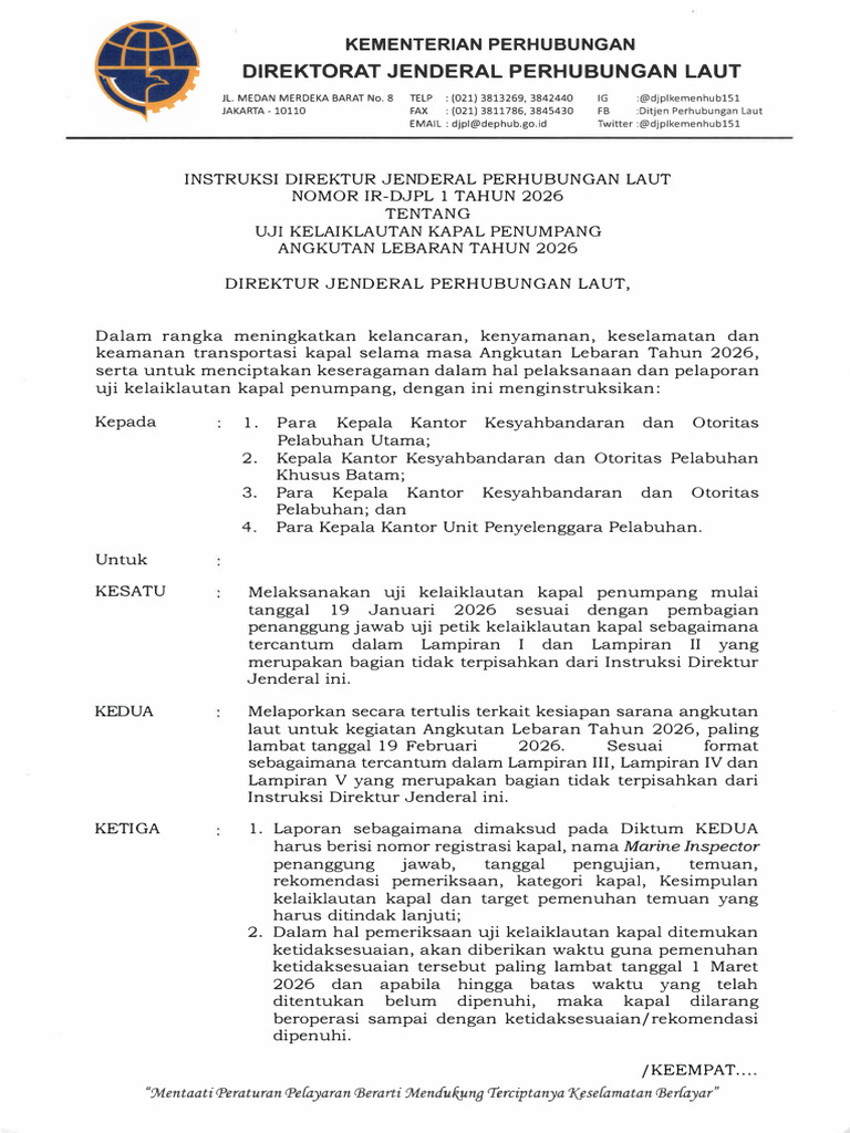 Final Instruksi DJPL Nomor IR-DJPL 1 Tahun 2026 Tentang Uji ...