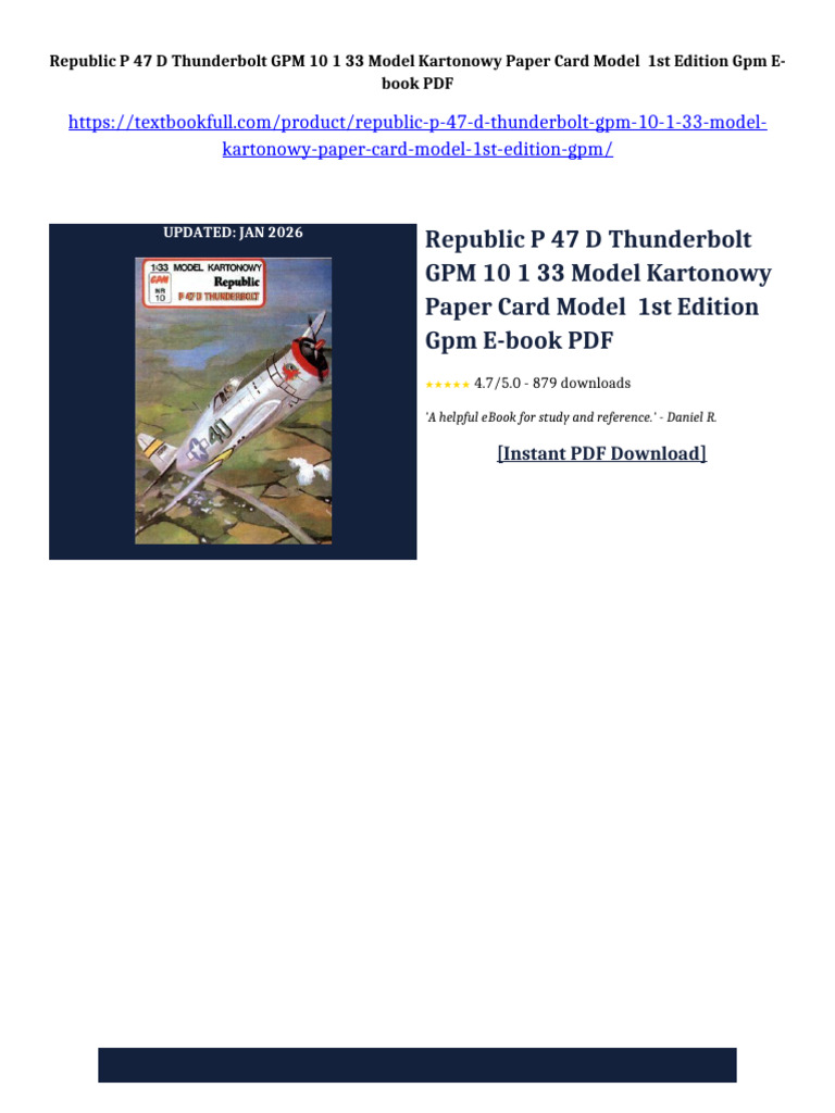 Republic P 47 D Thunderbolt GPM 10 1 33 Model Kartonowy Paper Card ...