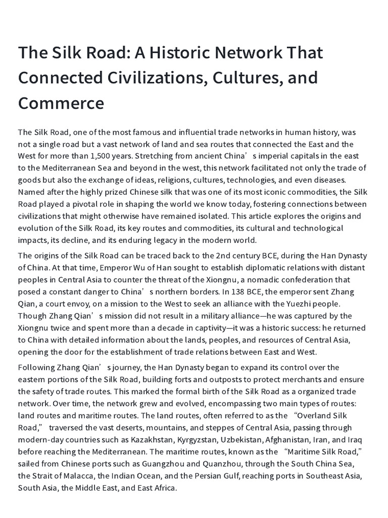The Silk Road - A Historic Network That Connected | PDF | Silk Road