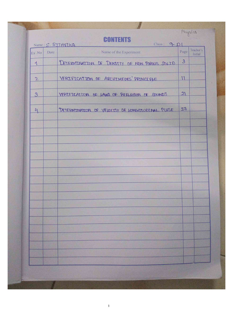 SCIENCE RECORD NOTE class 9 | PDF