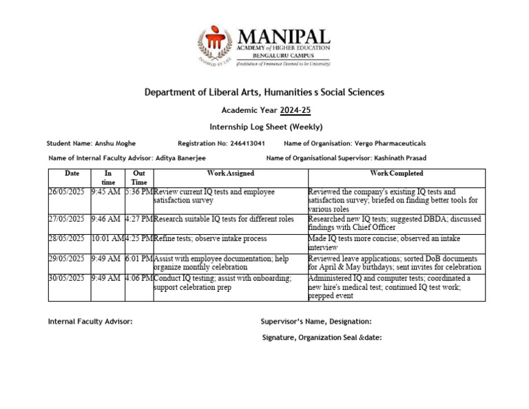Internship Log Sheet - 1 | PDF