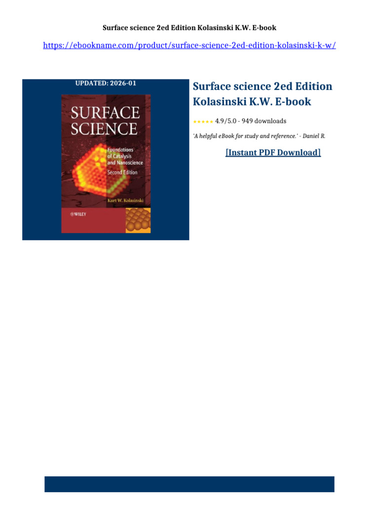 Surface Science 2ed Edition Kolasinski K.W. Ebook Testbank Solutions ...
