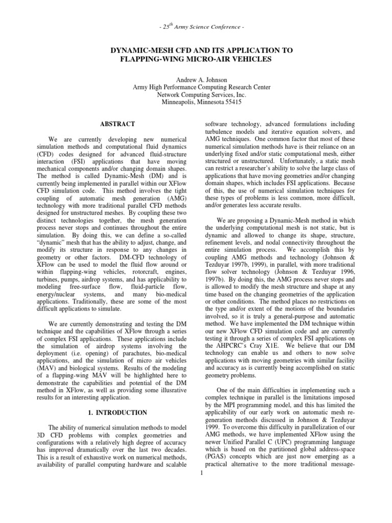 Dynamic Mesh CFD and Its Application To Flapping Wing Micro Air Vehicle ...