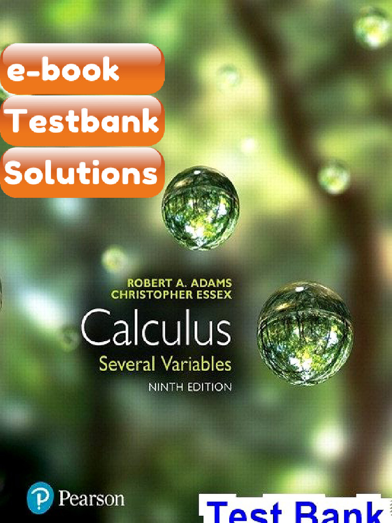 Testbank Calculus Several Variables Canadian 9th Edition Adams Ebook ...
