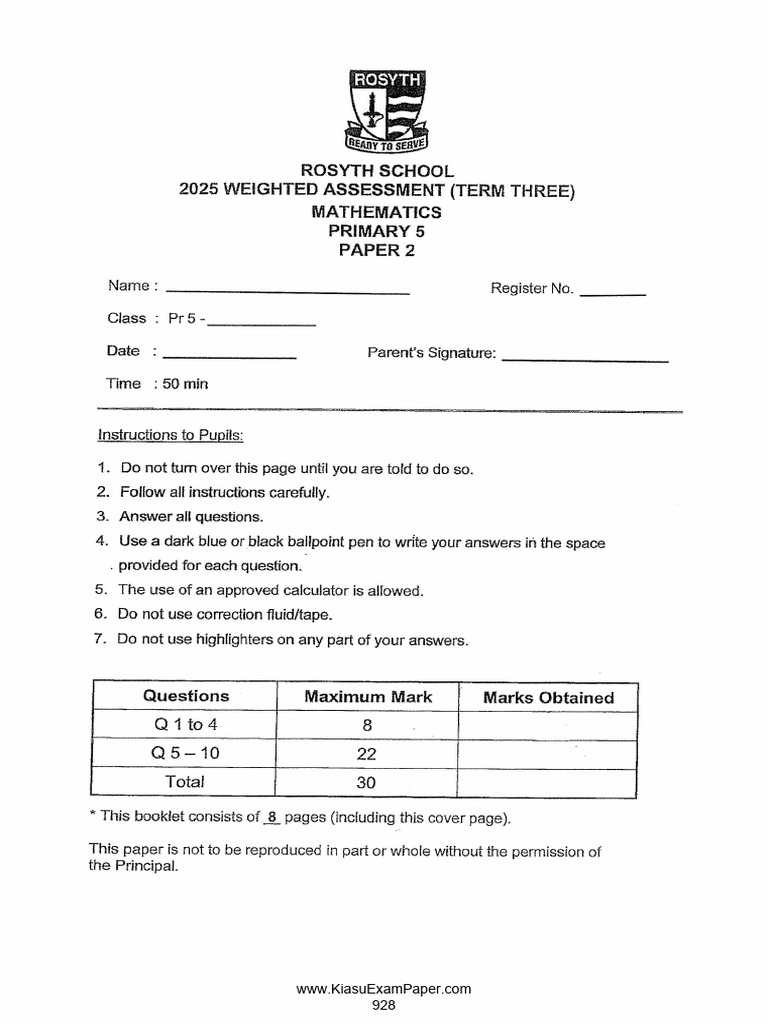 2025 P5 Math KiasuExamPaper | PDF
