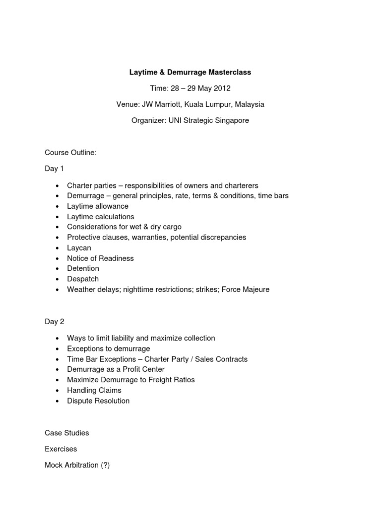 Laytime & Demurrage | PDF