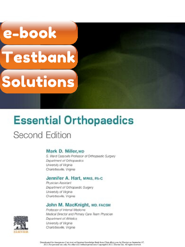 Testbank Essential Orthopaedis 2nd Edition Mark D Miller | PDF ...