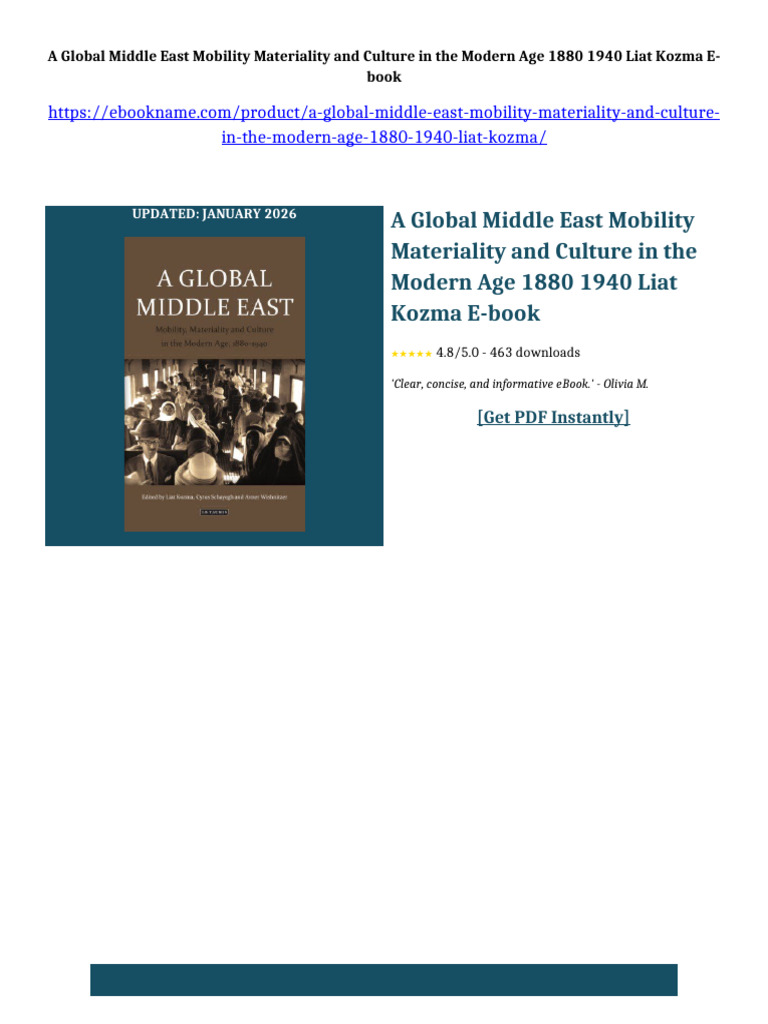 A Global Middle East Mobility Materiality and Culture in the Modern Age ...