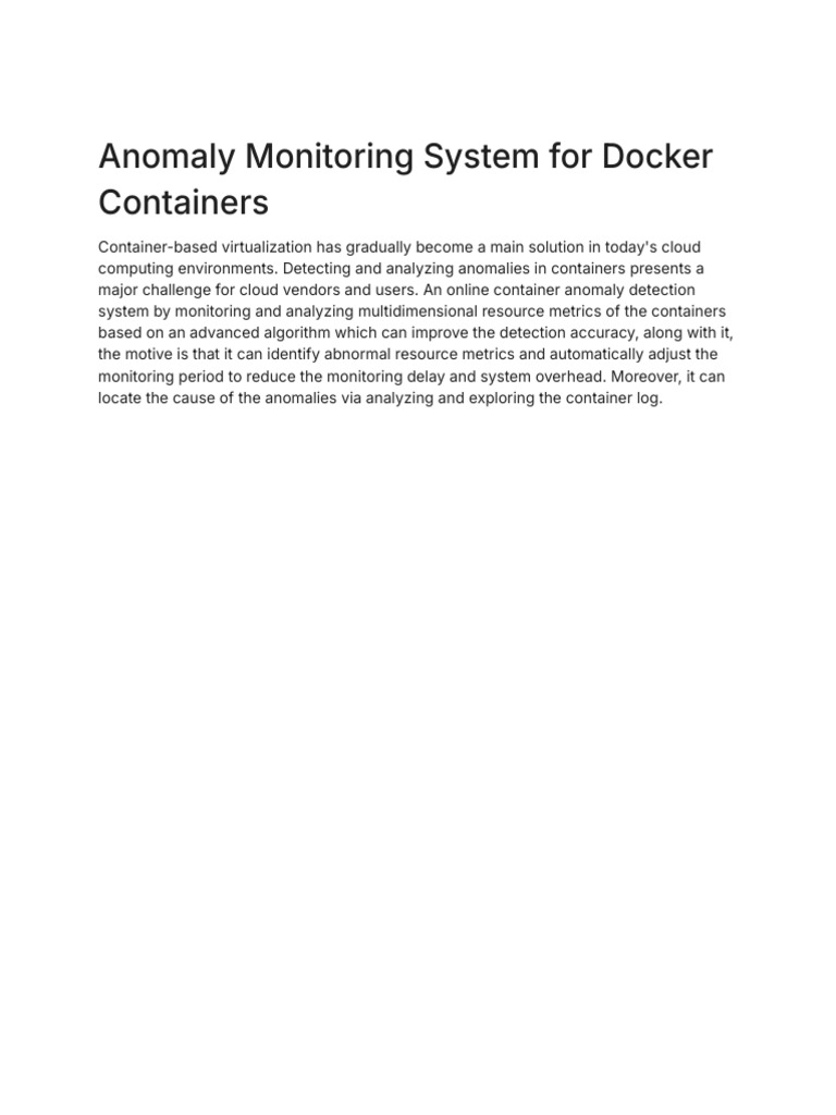 Anomaly Monitoring System For Docker Containers | PDF