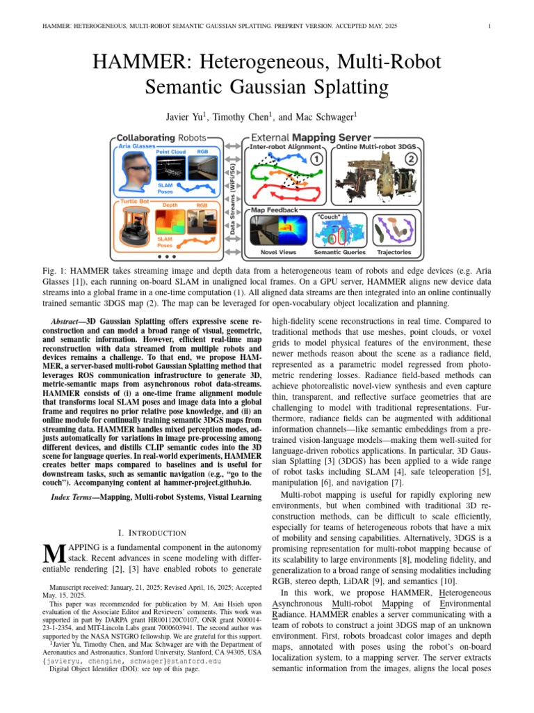 HAMMER Heterogeneous Multi-Robot Semantic Gaussian Splatting | PDF ...