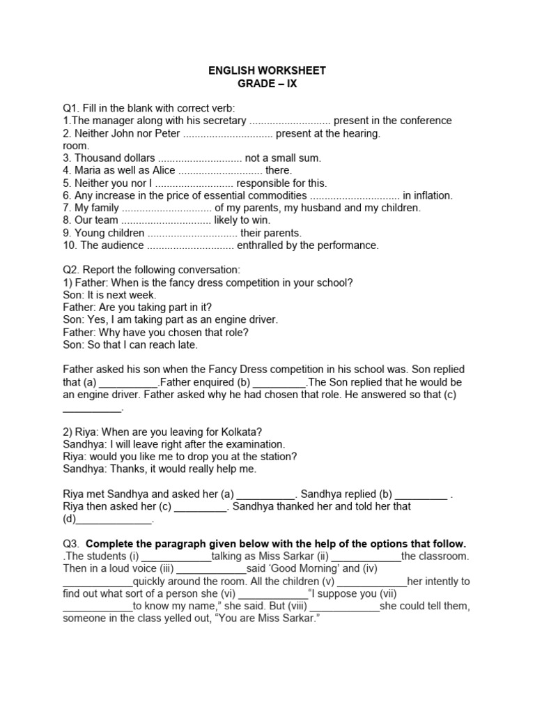 GRADE IX ENGLISH WORKSHEET | PDF | Chess Openings | Chess