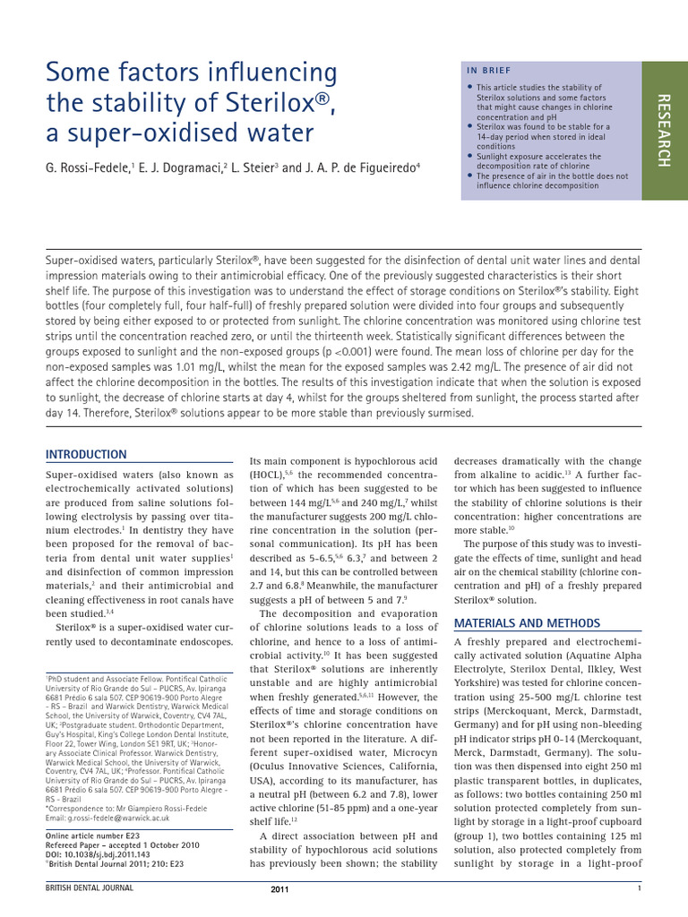 Rossi-Fedele Et Al 2011 | PDF | Chemical Substances