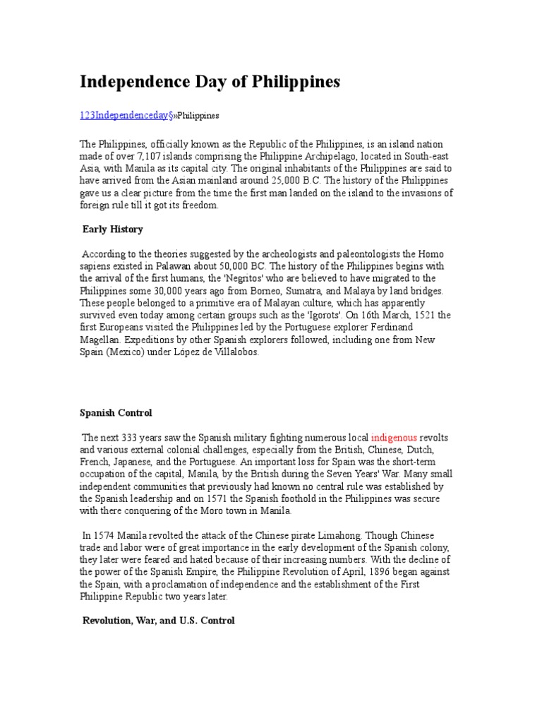 Independence Day of Philippines | PDF | Philippines | President Of The ...
