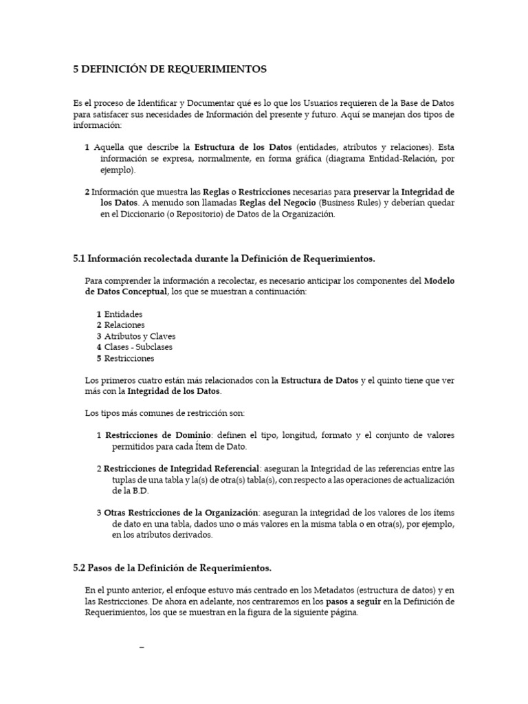5 Definicion de Requerimientos (Texto) | PDF | Metadatos | Datos