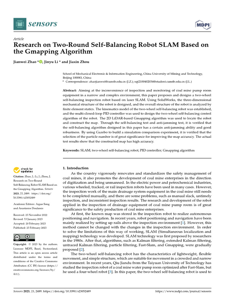 Two-Round Self-Balancing Robot SLAM Based on the Gmapping Algorithm ...