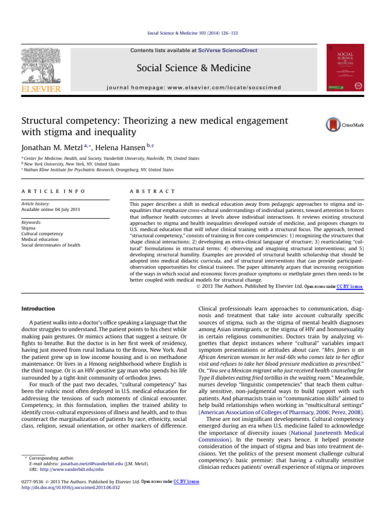 Structural Competency - Metzl and Roberts | PDF | Mental Health ...