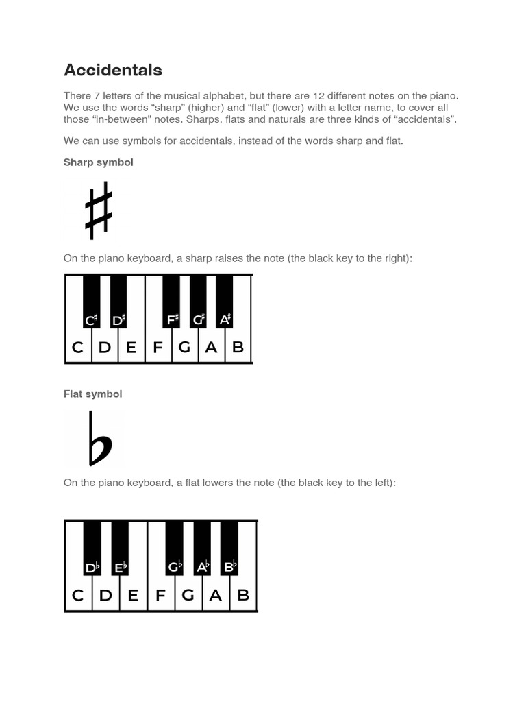 Inroduction to Music Theory - Accidentals | PDF