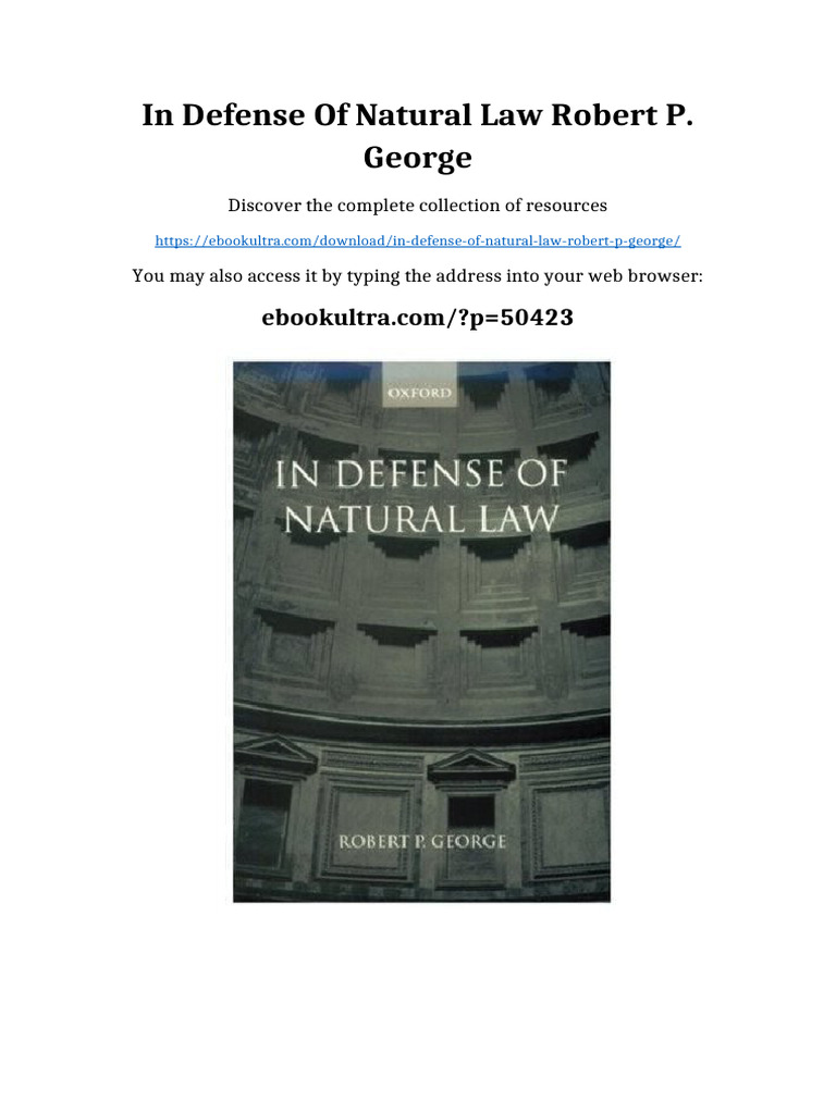 In Defense of Natural Law Robert P. George digital download | PDF ...