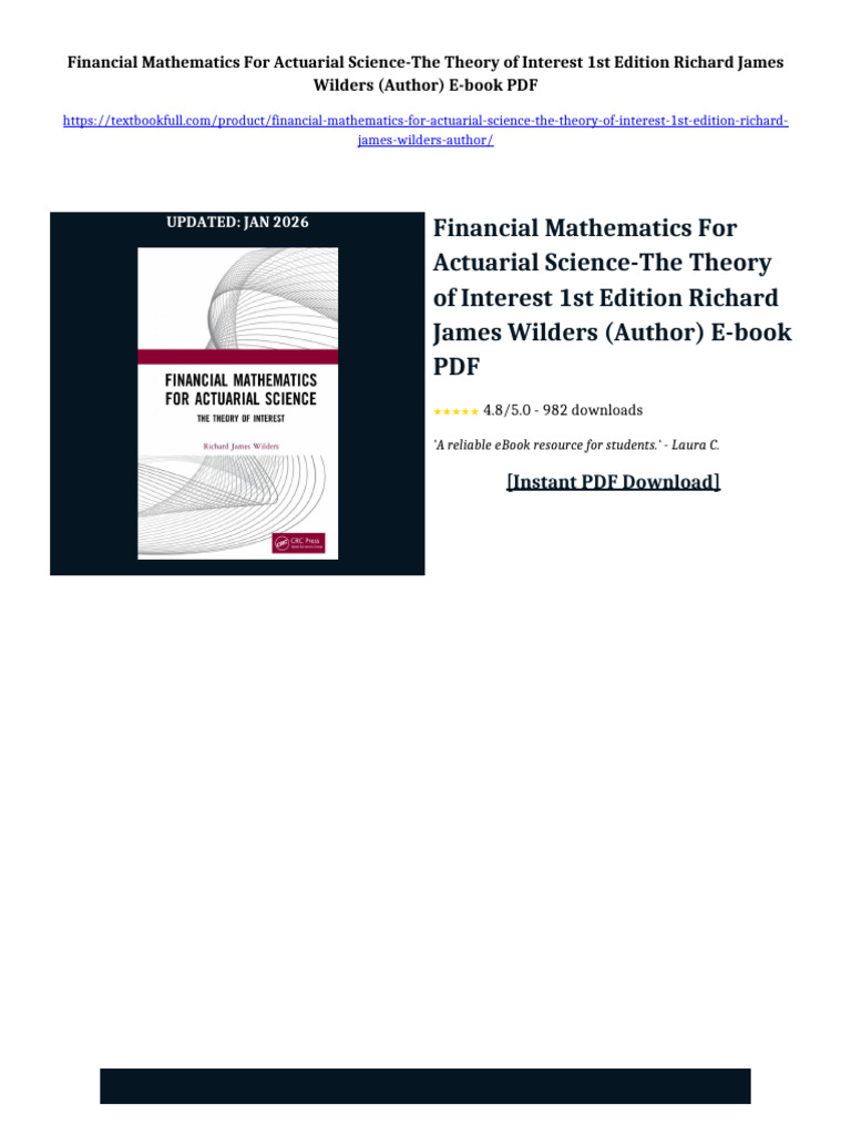 Financial Mathematics For Actuarial Science-The Theory of Interest 1st ...