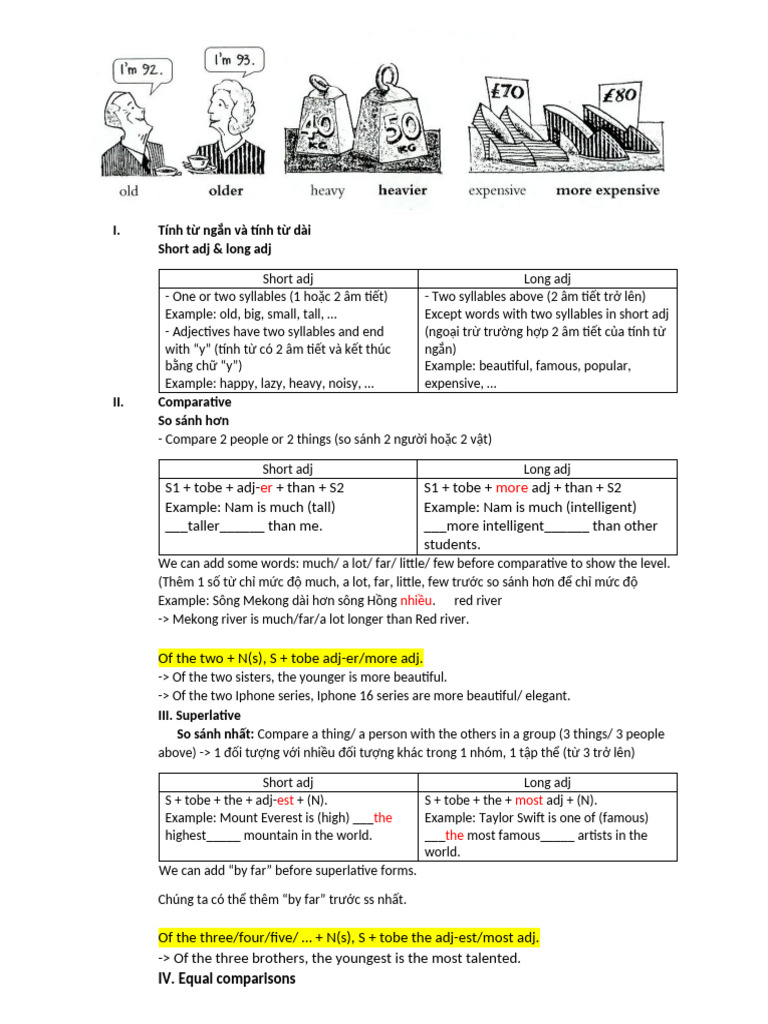 Comparative & Superlative & Equal Comparisons | PDF