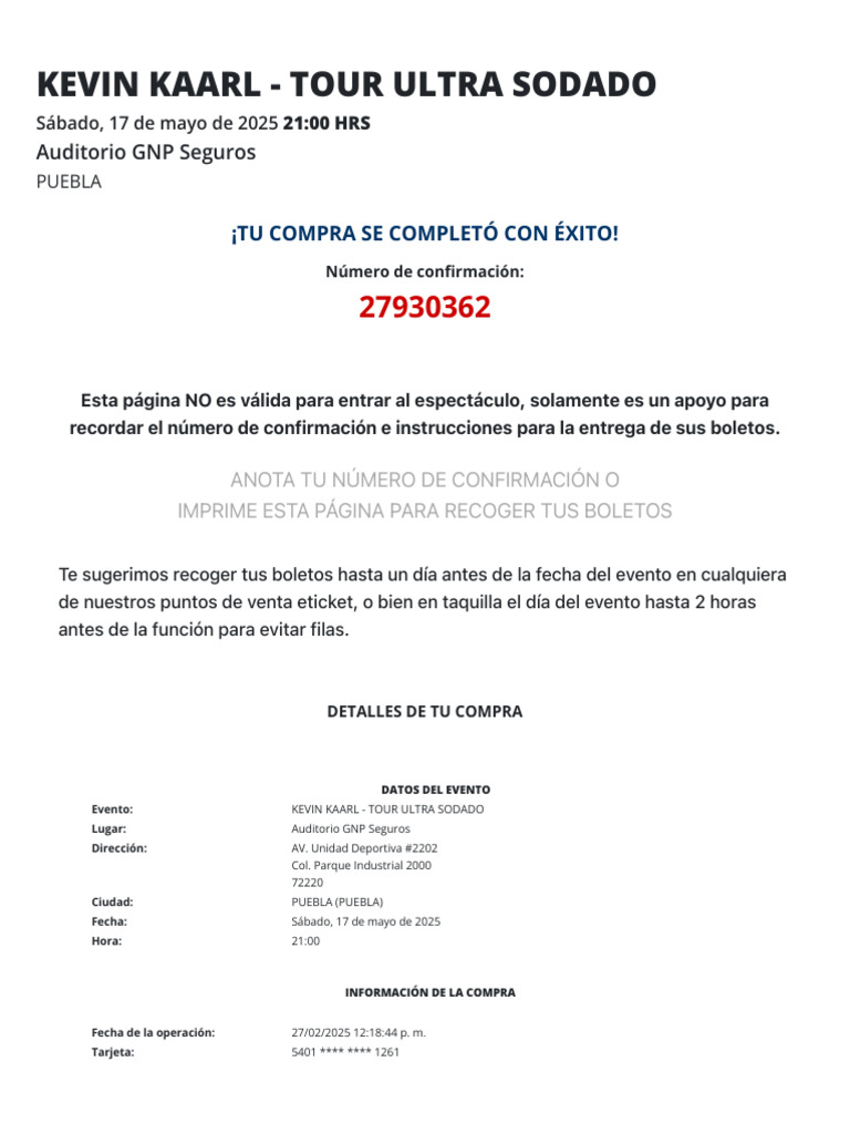 Ticket Electrónico - Confirmación de Compra | PDF