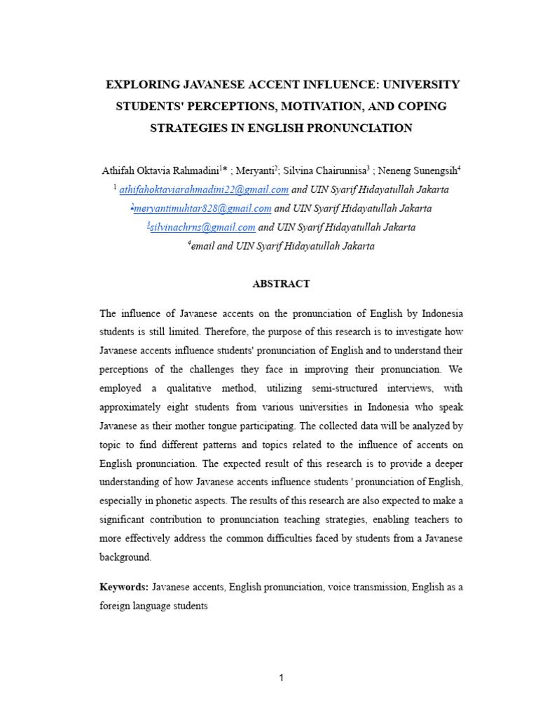 7A9 - Exploring Javanese Accent Influence - University Students ...