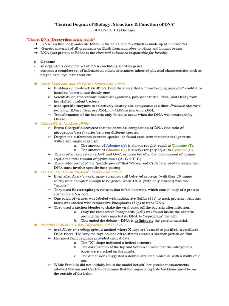 Central Dogma of Biology & Evolution | PDF | Dna | Rna