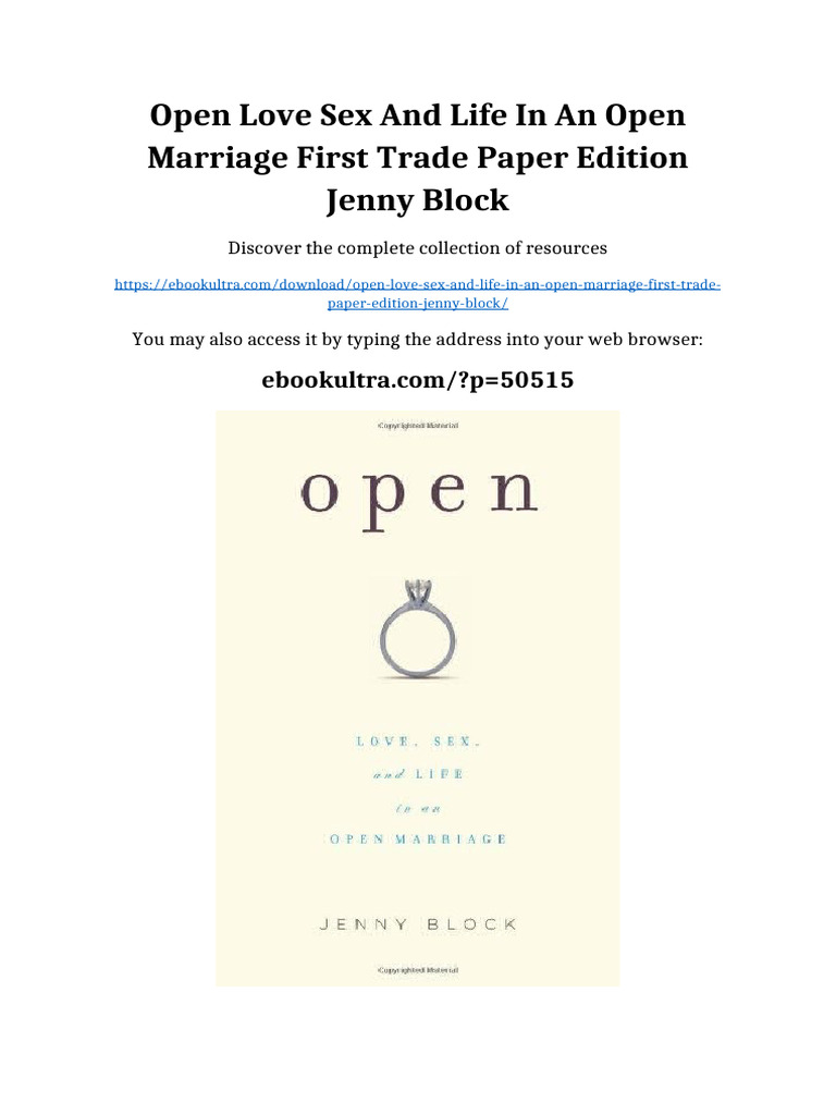 Open Love Sex and Life in An Open Marriage First Trade Paper Edition ...