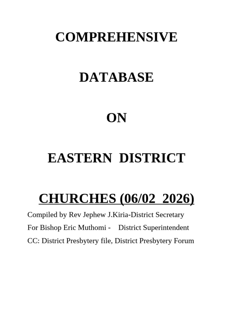 Comprehensive Database On Churches February 2026 | PDF | Pastor ...