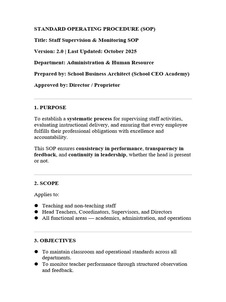 80 School Standard Operating Procedures SOP MasterPack | PDF | Teachers ...
