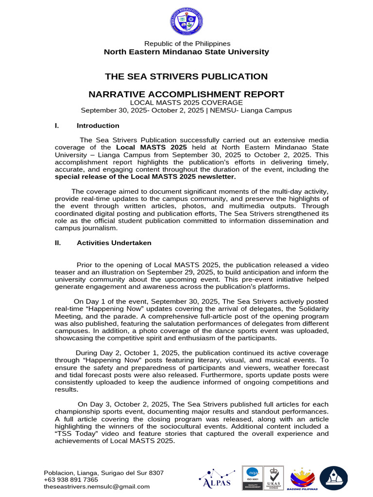 Accomplishment-Report - Local MASTS 2025 and Special Realease of ...